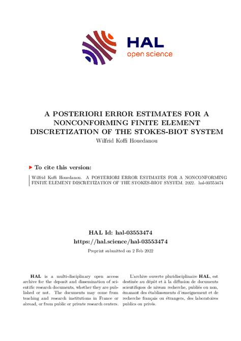 Pdf A Posteriori Error Estimates For A Nonconforming Finite Element