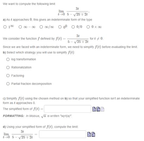 Solved We Want To Compute The Following Limit Chegg Com
