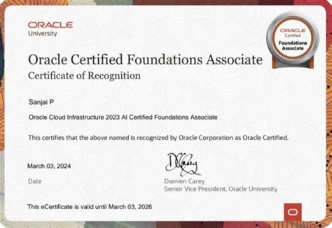 Sanjai P On Linkedin Oraclecertification Foundationassociate Databasemanagement Sql…