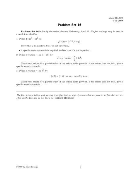 Problem Set 16 Introduction To Mathematical Proof Math 310 Docsity
