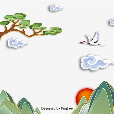 한국 전통 명절 마스코트 소나무 일러스트 학 화살량 삽화 신년 전통문양 산 클립 아트 한국 전통 Png 일러스트 및 Psd