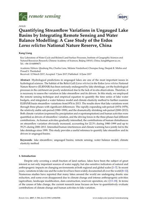 Pdf Quantifying Streamflow Variations In Ungauged Lake Basins By