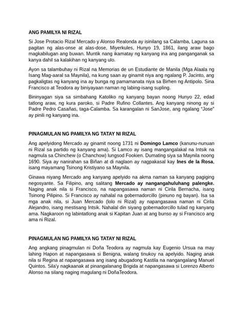 Ang Pamilya Ni Rizal Pdf