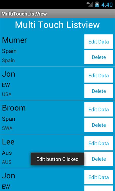 Android Hub 4 You The Free Android Programming Tutorial Multi Touch List View Multi Click