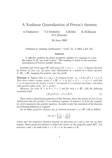 Pdf A Nonlinear Generalization Of Perrons Theorem
