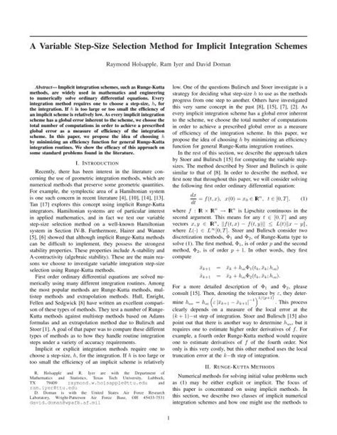 A Variable Step Size Selection Method For Implicit Integration