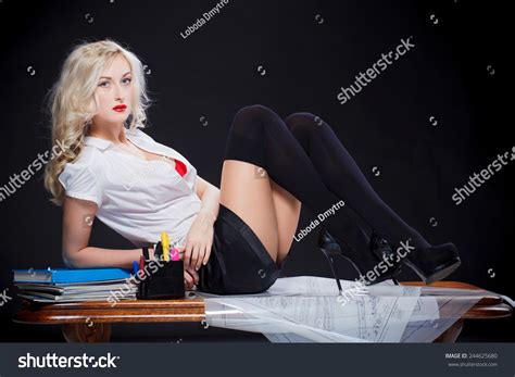 Sexy Girl On Desk Stock Photo 244625680 Shutterstock