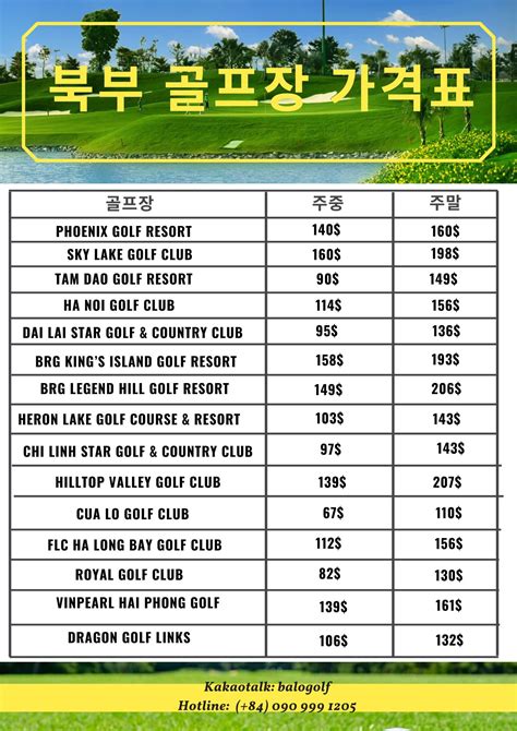 Balotour 발로투어 ⛳️⛳️ 북부 골프장 가격표 ⛳️⛳️ 북부 베트남 지역에서는 골프장이 골프와 휴식을 위한 장소일 뿐만 아니라 아름다운 자연 경관으로 골퍼를