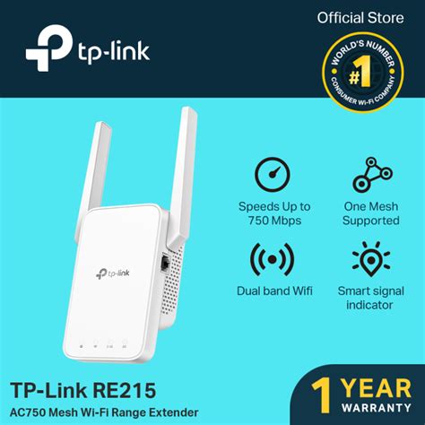 TP Link RE215 AC750 OneMesh Dual Band Wi Fi Range Extender WiFi Repeater WiFi Booster WiFi