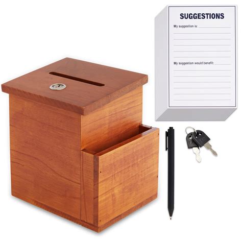 Juvale Wooden Suggestion Box With Lock And Keys Brown 75x71x55