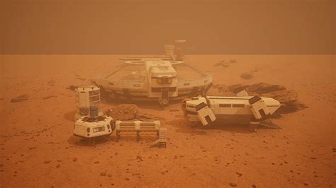 Futuristic Spaceship Landed On Mars Base Stock Motion Graphics Sbv 347617921 Storyblocks
