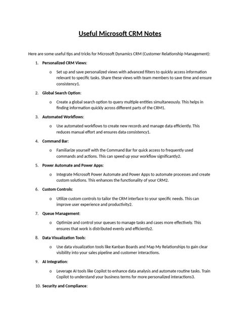Useful Microsoft Crm Notes Pdf Customer Relationship Management