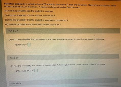Solved Statistics Grades In A Statistics Class Of 30