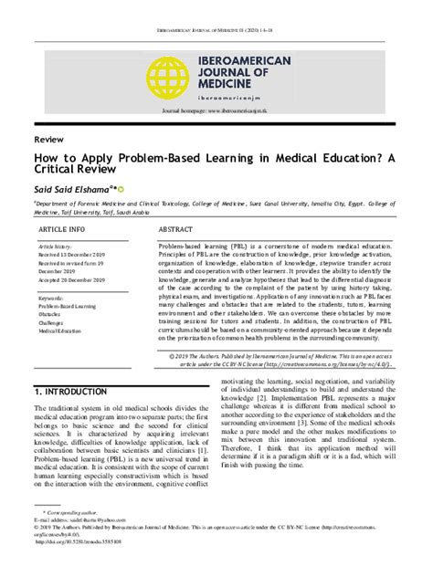 How To Apply Problem Based Learning In Medical Education A Critical Review
