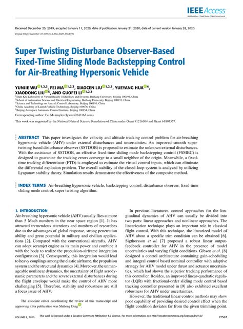 Pdf Super Twisting Disturbance Observer Based Fixed Time Sliding Mode Backstepping Control For