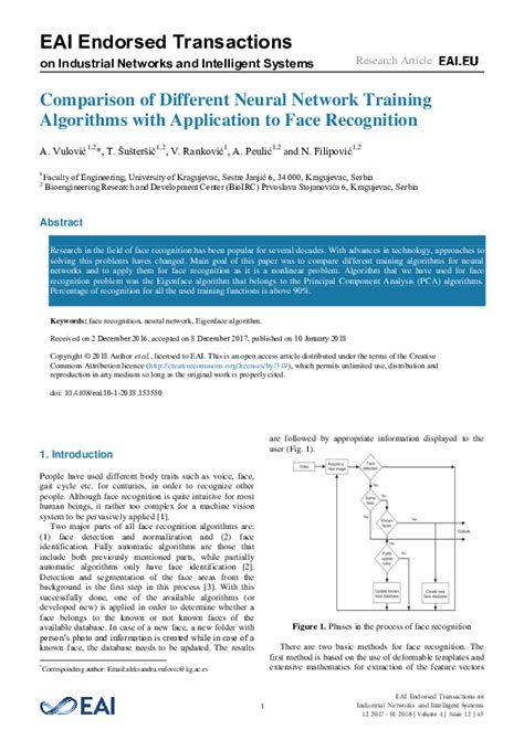 Pdf Comparison Of Different Neural Network Training Algorithms With Application To Face