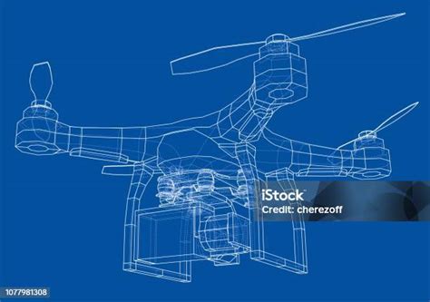 Konsep Drone Rendering Vektor 3d Ilustrasi Stok Unduh Gambar Sekarang Robot Cetak Biru