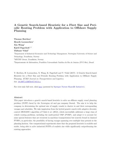 a genetic search based heuristic for a fleet size and periodic routing