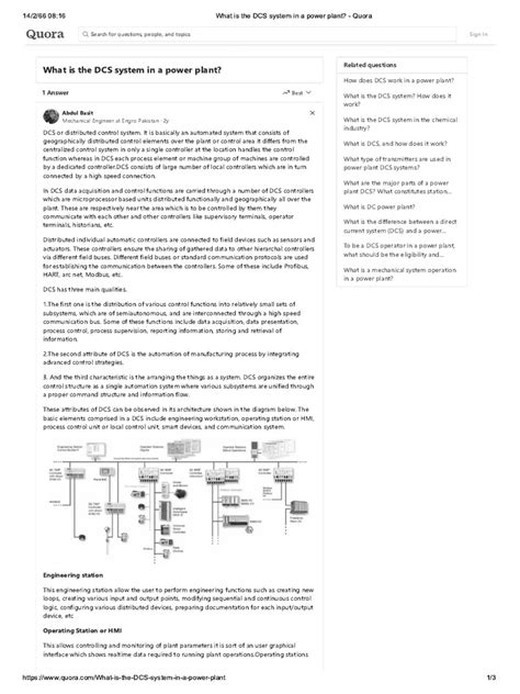 What Is The Dcs System In A Power Plant Quora Pdf