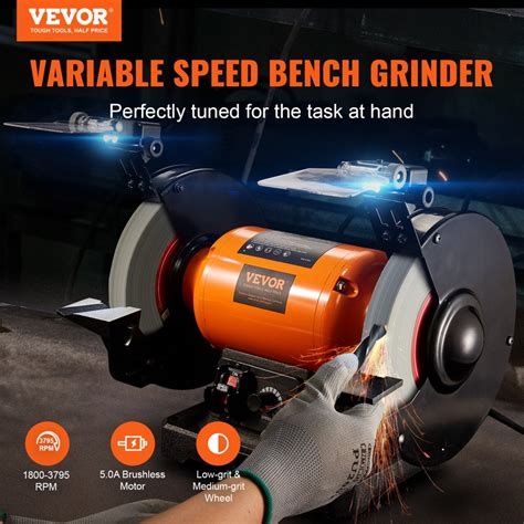 Vevor Bench Grinder 8 Inch Variable Speed Bench Grinder With 50a