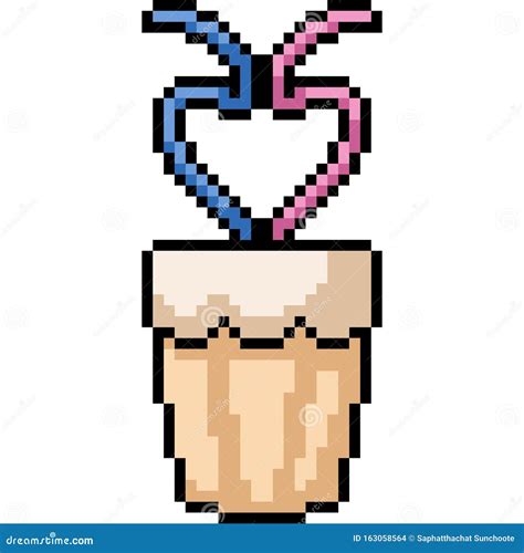 Vector Pixel Art Sweet Drink Stock Vector Illustration Of Couple Symbol 163058564