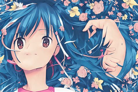 Cute Anime Girl Lying Down With A · Creative Fabrica