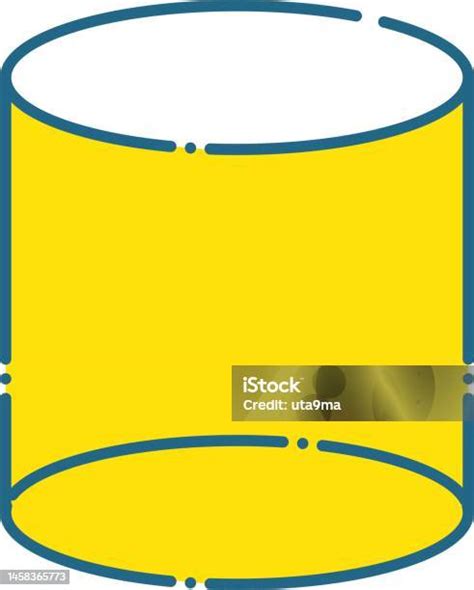 점선과 노란색 원통형으로 그려진 심플한 파란색 선 일러스트 일러스트 소재 0명에 대한 스톡 벡터 아트 및 기타 이미지 0명 3차원 형태 개념 Istock