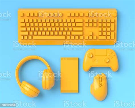 마우스 키보드 조이스틱 헤드폰 및 전화와 같은 최고 보기 게이머 기어 흑백 사진에 대한 스톡 사진 및 기타 이미지 흑백 사진