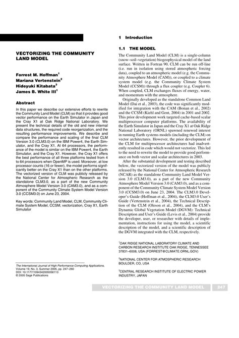 Pdf Vectorizing The Community Land Model