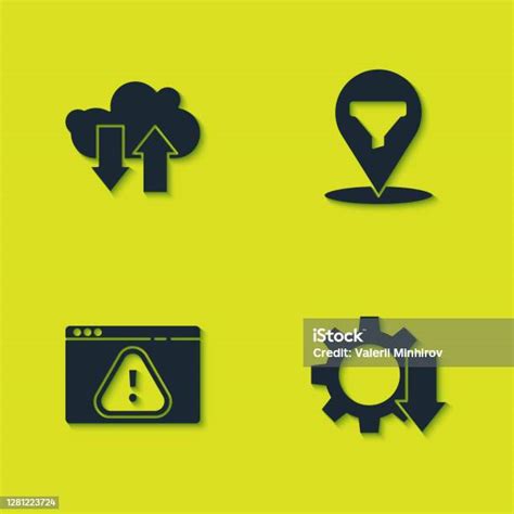 클라우드 다운로드 및 업로드 비용 절감 느낌표 및 위치 판매 유입경로 아이콘이 있는 브라우저를 설정합니다 벡터 0명에 대한 스톡 벡터 아트 및 기타 이미지 Istock