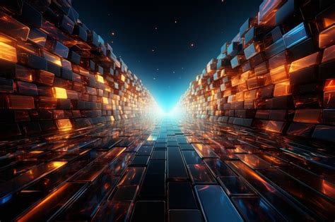 Premium Photo Digital Data Stream Rushing Through A Futuristic Tunnel Generative Ai