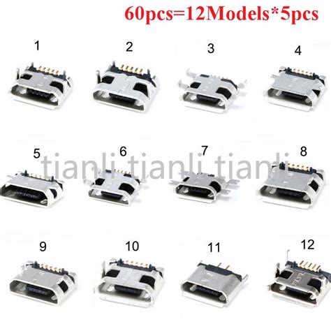 60pcs Lot 5 Pin Smt Socket Connector Micro Usb Type B Female Placement