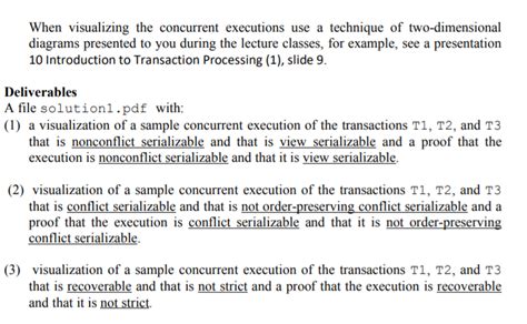 Solved Concurrent Executions Of Database Transactions