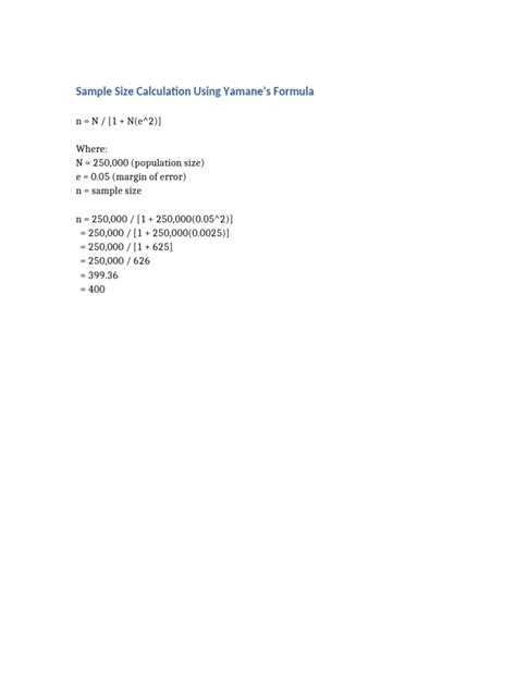 Yamane Sample Size Formula Pdf