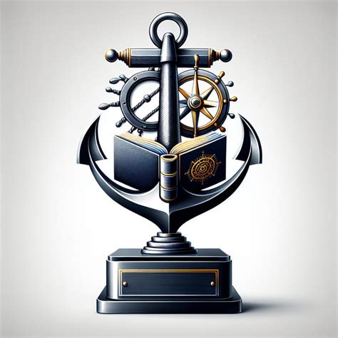 Trophy Design With Book Anchor And Compass Ai Art Generator Easy