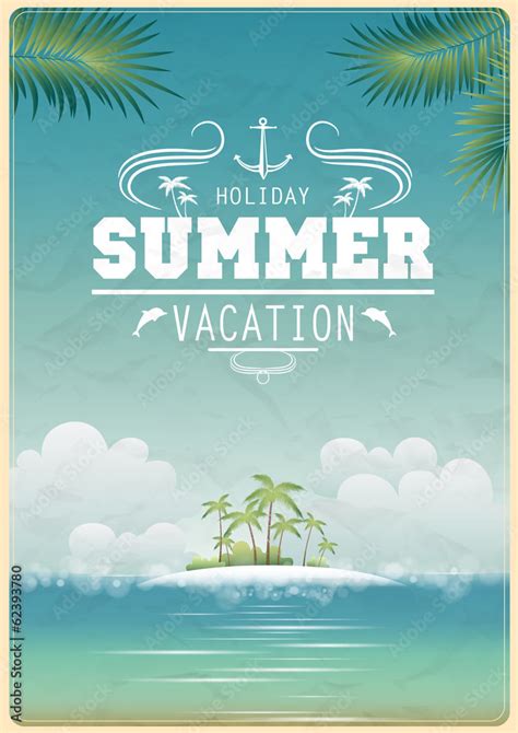 Vintage Seaside View Poster Stock Vector Adobe Stock