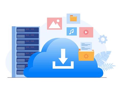 Premium Vector Cloud System File Download Database Protection Concept Data Center File