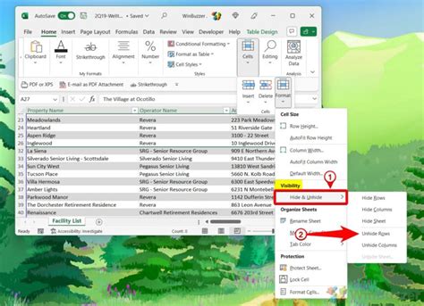 how to hide and unhide rows and columns in excel