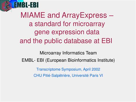 Ppt Miame And Arrayexpress A Standard For Microarray Gene