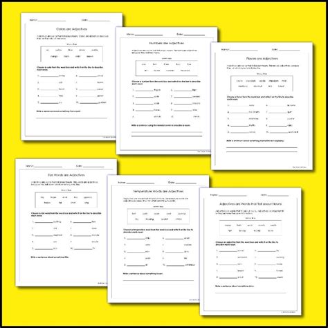 Adjectives Bundle Adjectives Articles Er Est 14 Worksheets