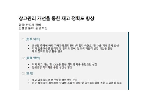 창고 관리 개선을 통한 재고 정확도 향상 컨설팅 사례