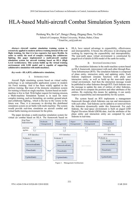PDF HLA Based Multi Aricraft Combat Simulation System