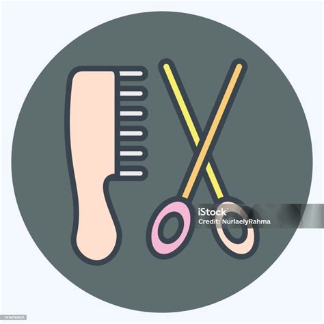 아이콘 헤어 살롱 이발소 기호에 적합합니다 컬러 메이트 스타일 편집 가능한 간단한 디자인 디자인 템플릿 벡터 간단한 그림 가위에 대한 스톡 벡터 아트 및 기타 이미지