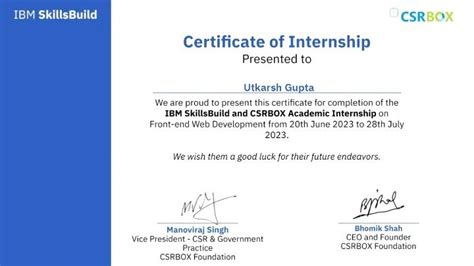 🧑🏻‍💻excited To Share My Front End Web Development Internship Certificate💫 Utkarsh Gupta