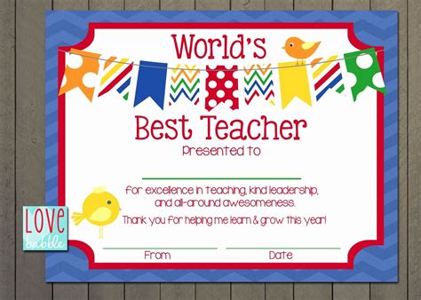 Teacher Appreciation Certificate Free Printable
