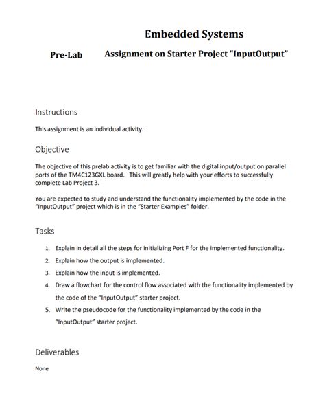 Embedded Systems Assignment On Starter Project