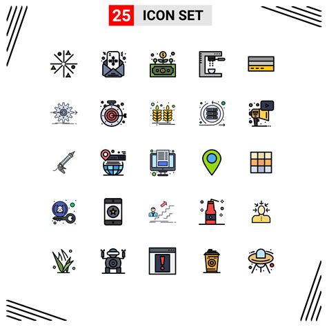 25 User Interface Filled Line Flat Color Pack Of Modern Signs And Symbols Of Business Food
