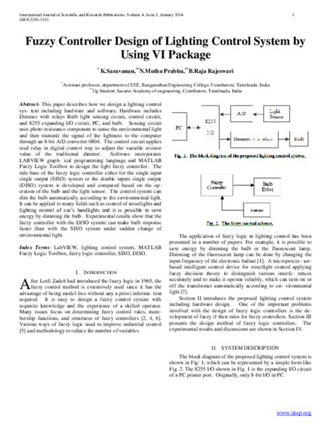 Pdf Fuzzy Controller Design Of Lighting Control System By Using Vi