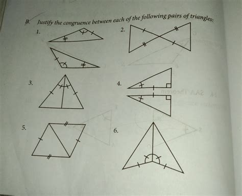 Solved B Justify The Congruence Between Each Of The Following Pairs Of Triangles 1 2 3 [math]