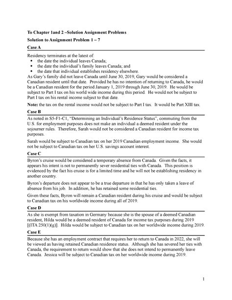 Chapter 1 Solution To Assignment Problems To Chapter 1and 2 Solution Assignment Problems